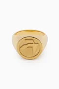 Shop Ambush Gold Graphic Emblem Signet Ring in Sterling Silver for MEN ...