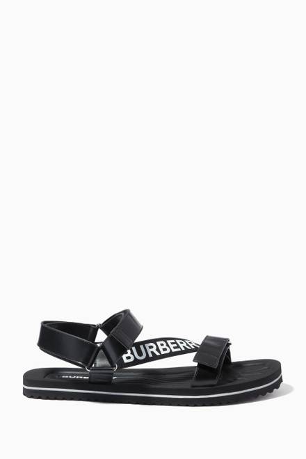 Shop Palm Angels Black Logo Sandals in Leather for Men | Ounass UAE