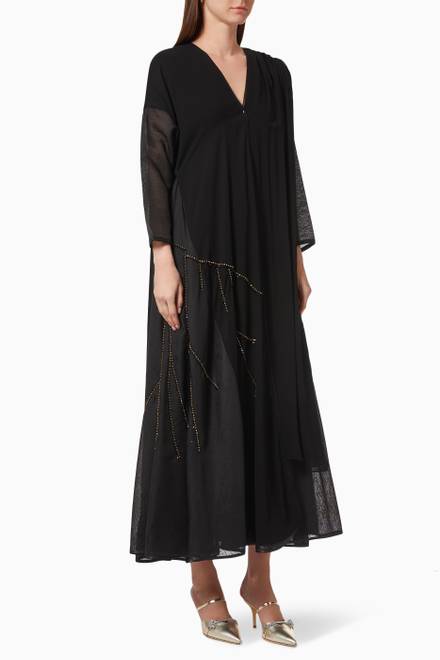 Shop Elna Line Black Crystal Beaded Abaya for Women | Ounass UAE