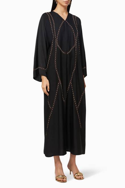Shop Elna Line Black Crystal Beaded Abaya for Women | Ounass UAE
