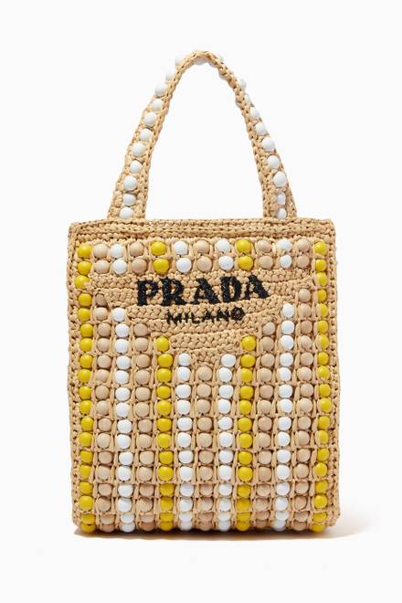 Shop Prada Neutral Re-edition 2005 Shoulder Bag in Woven Raffia for ...
