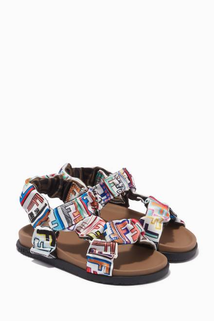 Shop Fendi Multicolour FF Logo Sandals in Satin for Kids | Ounass UAE
