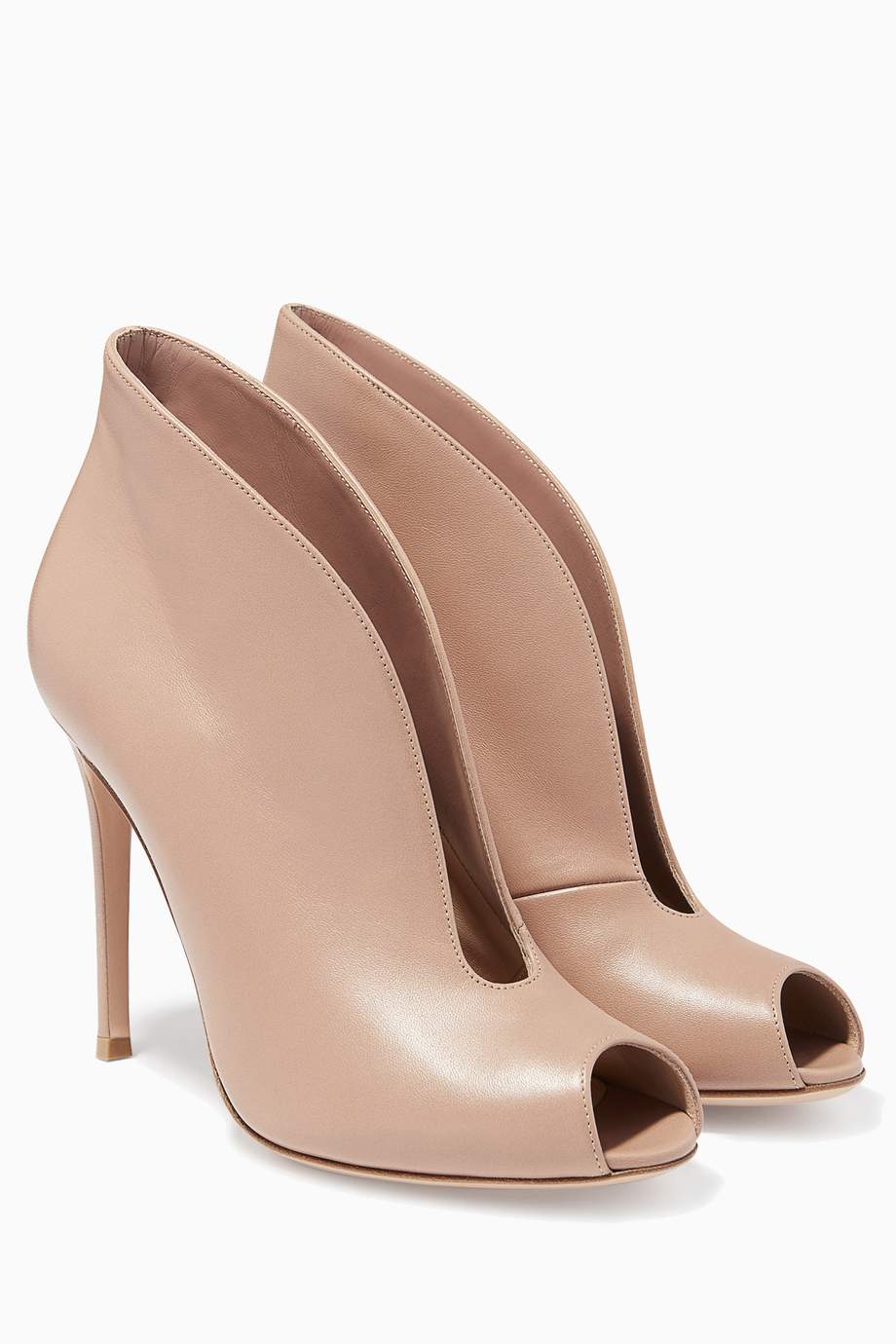 Shop Gianvito Rossi Brown Tan Peep-toe Boot for Women | Ounass Saudi