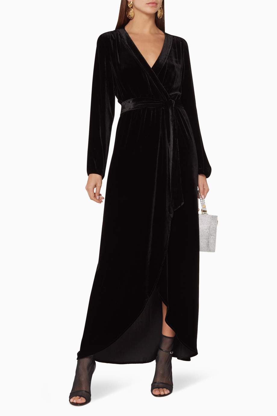 Shop Ganni Black Black Rodier Maxi Dress for Women | Ounass UAE