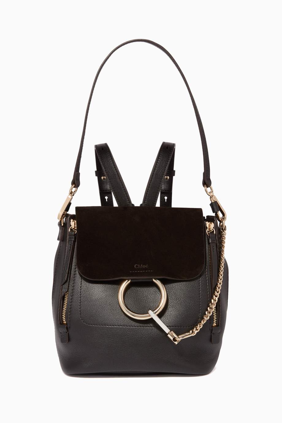 Shop Chloé Black Small Faye Suede Backpack for Women | Ounass UAE