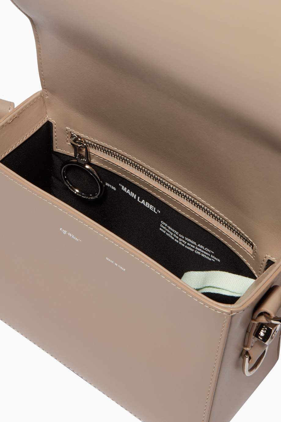 Shop Off-White Grey Beige Padded Binder Clip Bag for Women | Ounass UAE