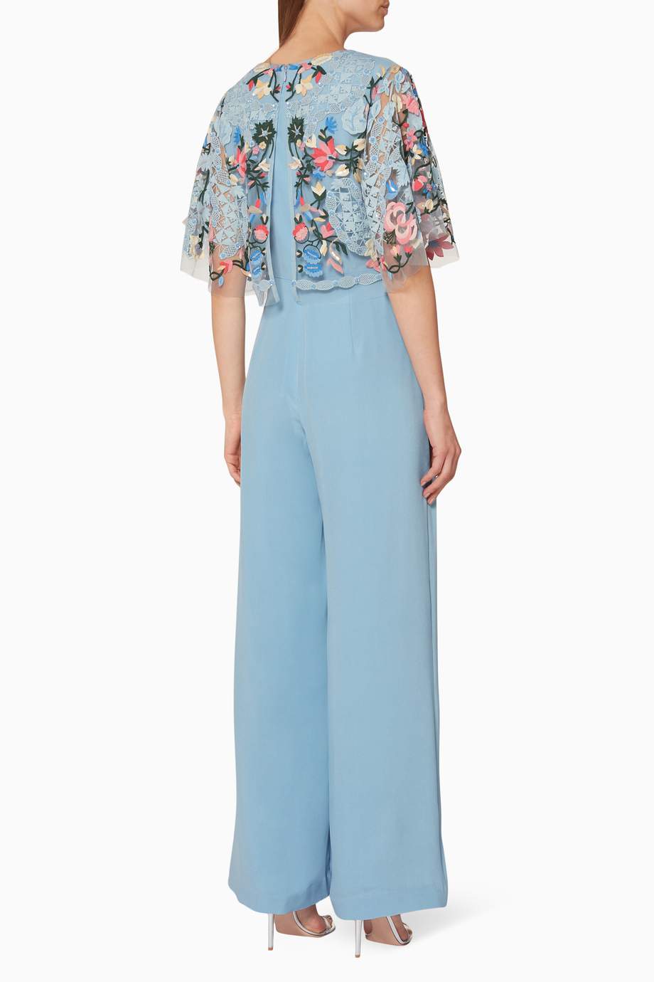 Shop Pankaj And Nidhi Blue Powder Blue Embellished Jumpsuit For Women