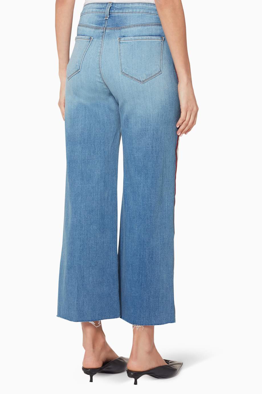 Shop L'agence Blue Lake-Blue Danica Cropped Wide-Leg Jeans for Women ...