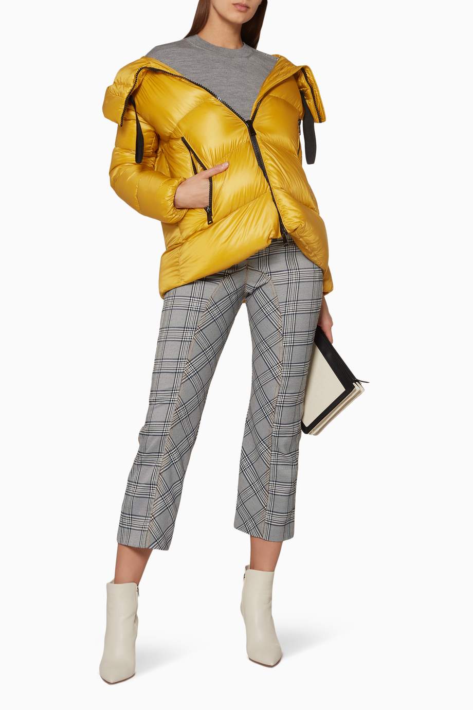 Shop Moncler Yellow Mustard-Yellow Hooded Serin Jacket for Women ...