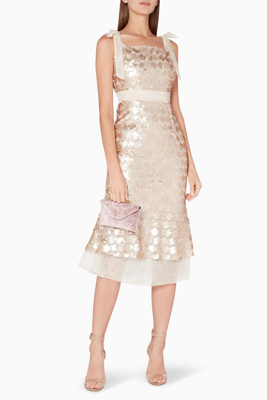 Shop Elliatt Gold Copper Sequin-Embellished Angelina Dress for Women ...