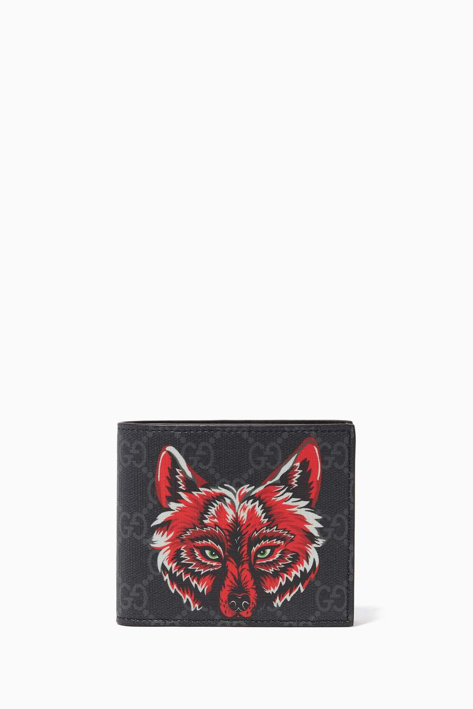 Shop Gucci Black GG Supreme Wolf Print Wallet for | Ounass UAE