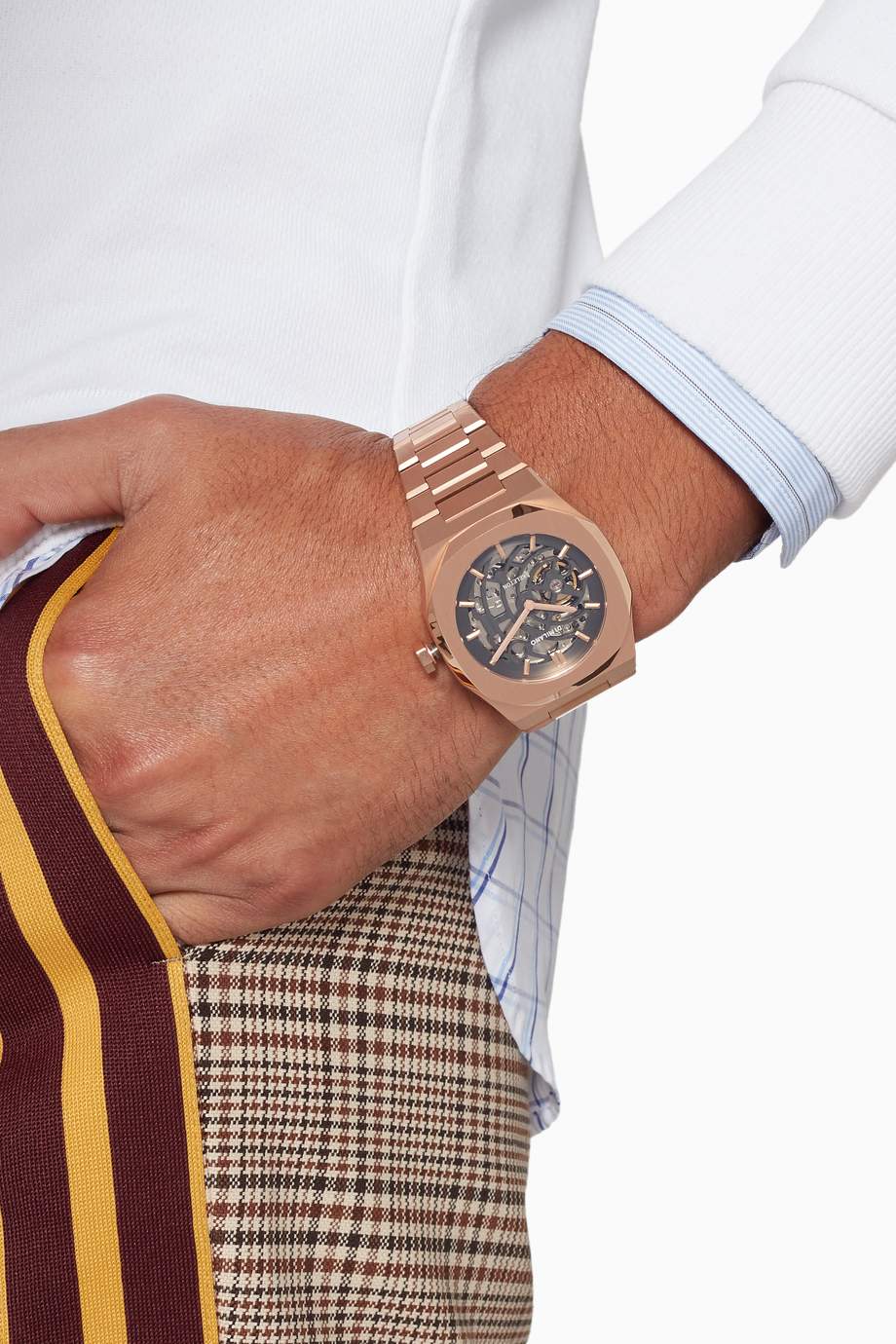 Shop D1 Milano Gold Rose-Gold Skeleton Watch for Men | Ounass UAE