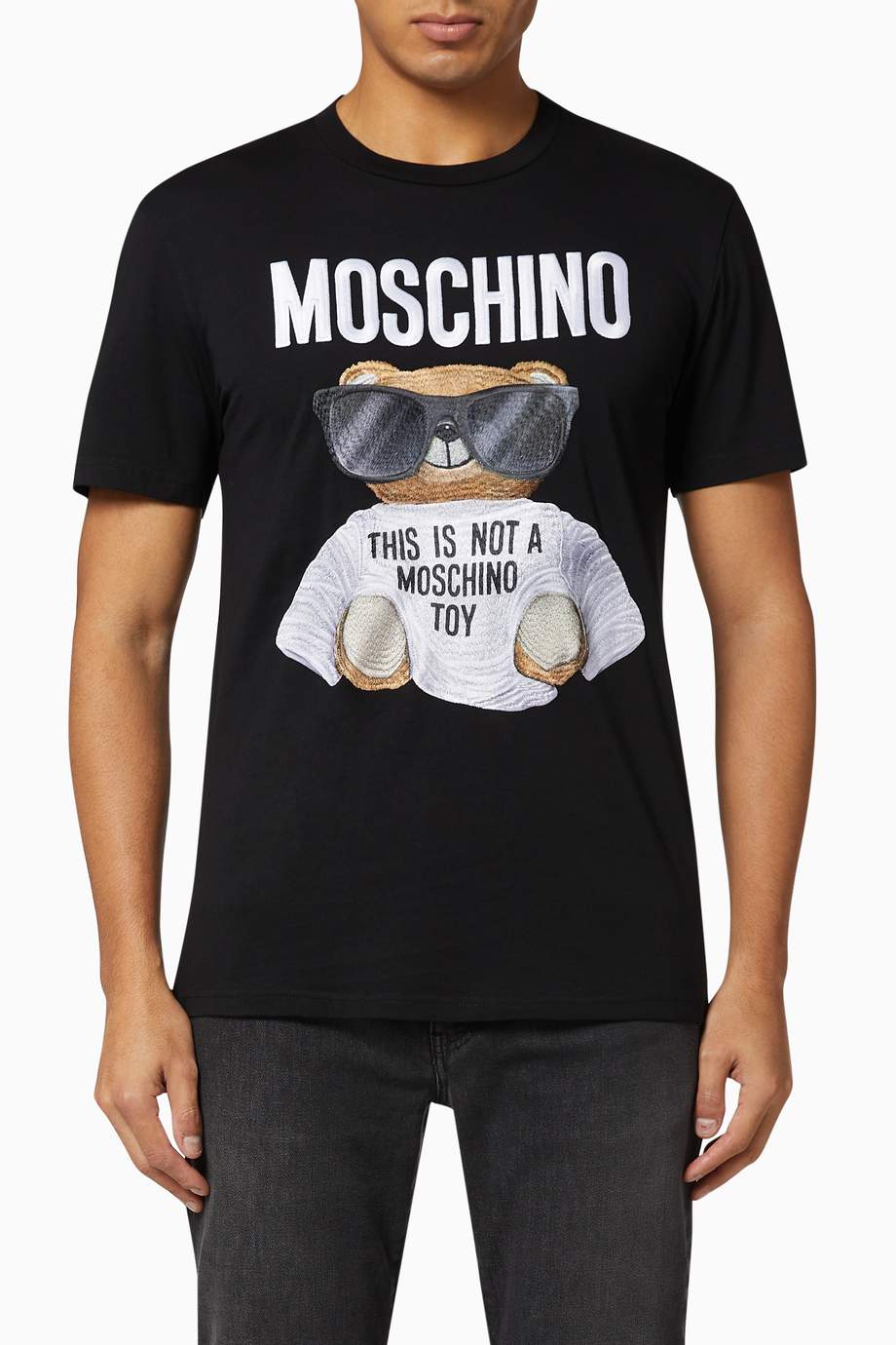 Shop Moschino Black Teddy Bear Cotton T-Shirt for Men | Ounass UAE