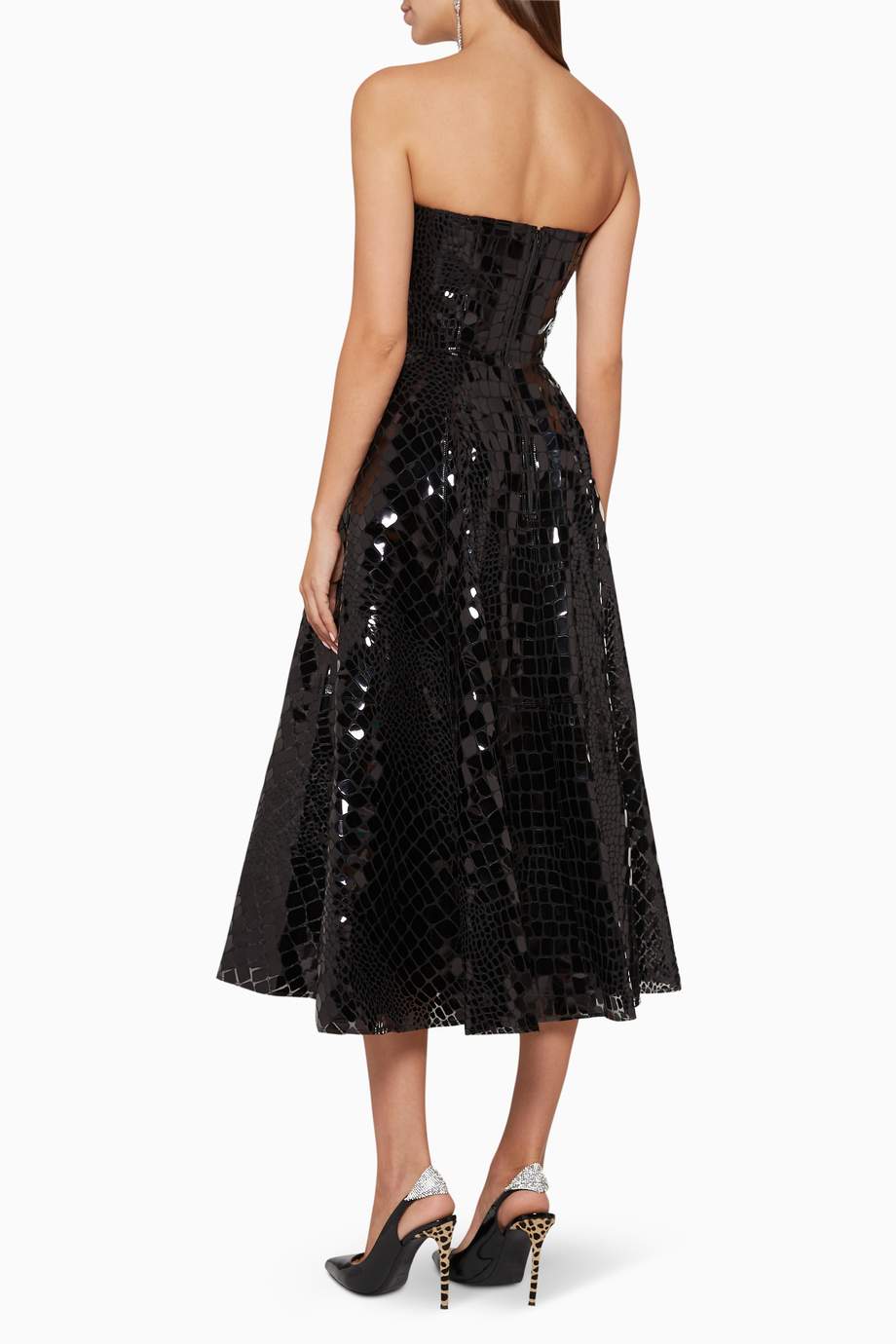 Shop Alex Perry Black Colt Strapless Midi Dress for Women | Ounass UAE