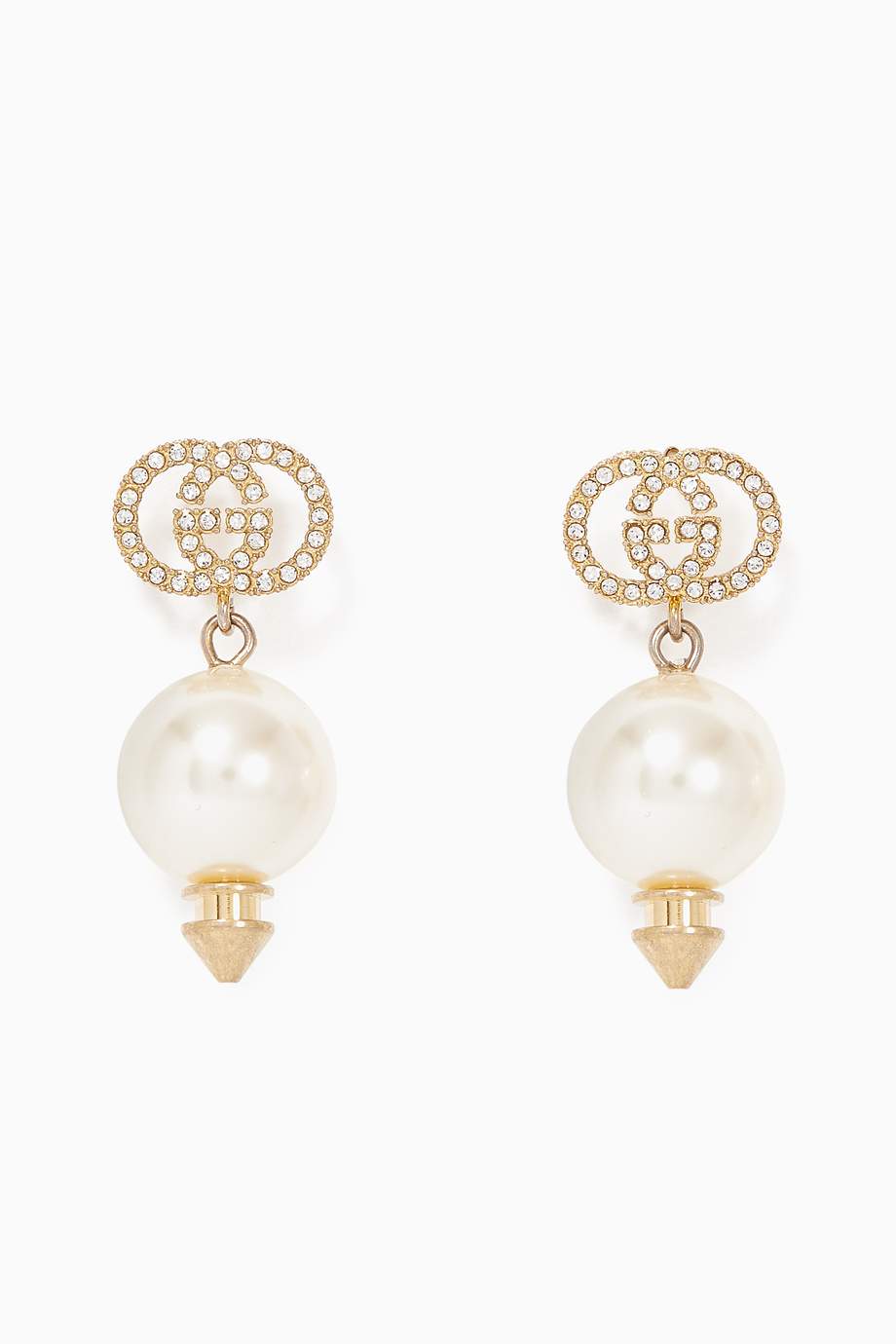 Shop Gucci White Interlocking G Pearl Earrings for Women | Ounass UAE