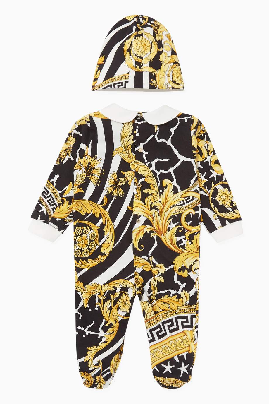 Shop Versace Black Baroque -Print Pyjama & Hat Set for Kids | Ounass UAE