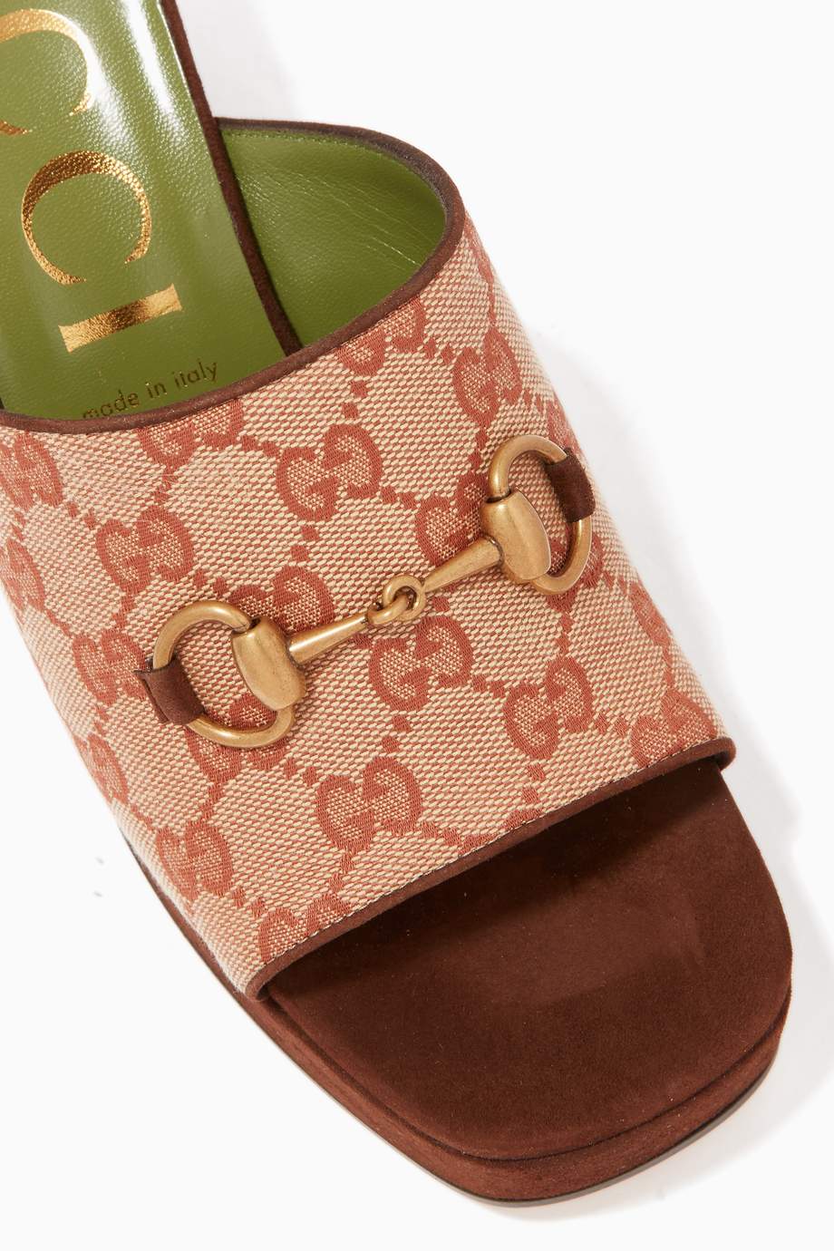 Shop Gucci Brown GG Canvas Platform Slide Sandals for Women | Ounass Oman