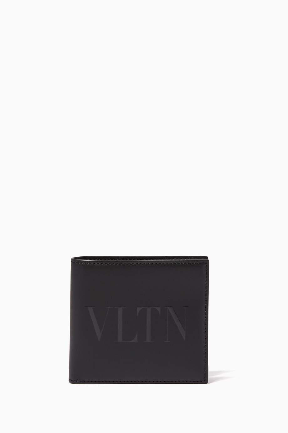 Shop Valentino Black VLTN Leather Billfold Wallet for Men | Ounass UAE