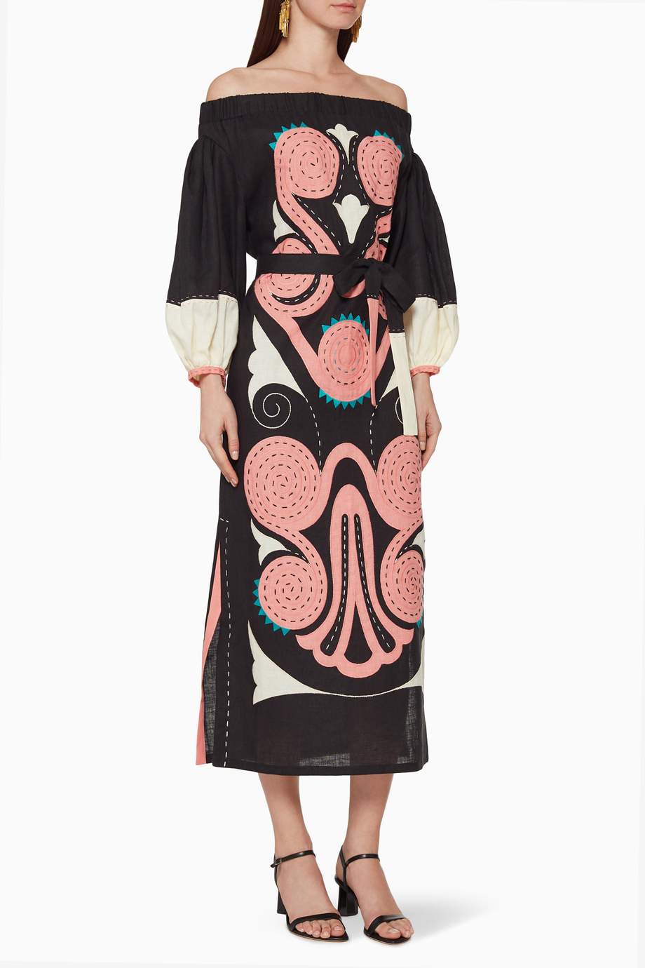 Shop My Sleeping Gypsy Black Theia Off-The-Shoulder Midi Dress for ...