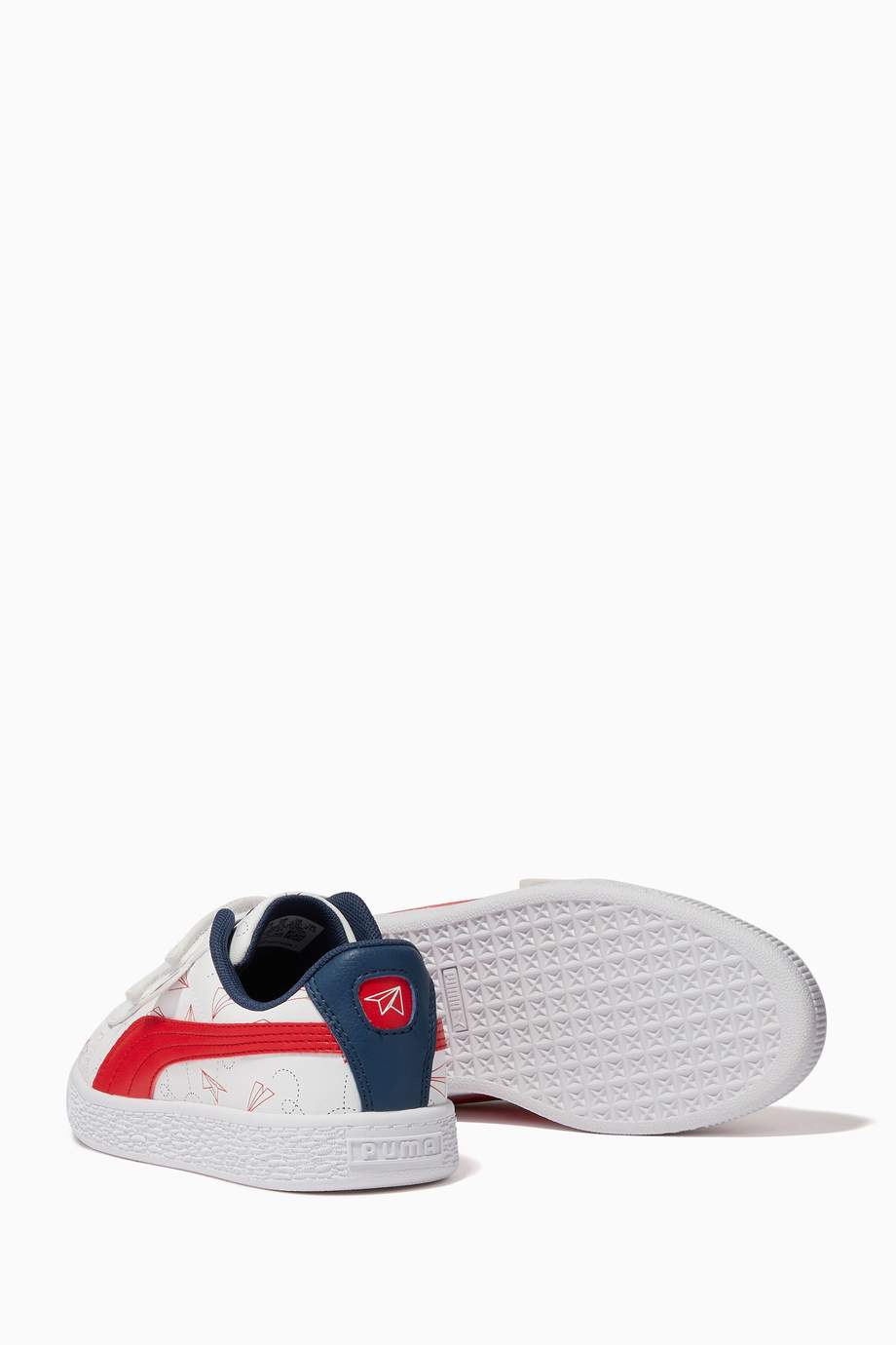 Shop Puma White Paper Plane Velcro-Strap Sneakers for Kids | Ounass UAE