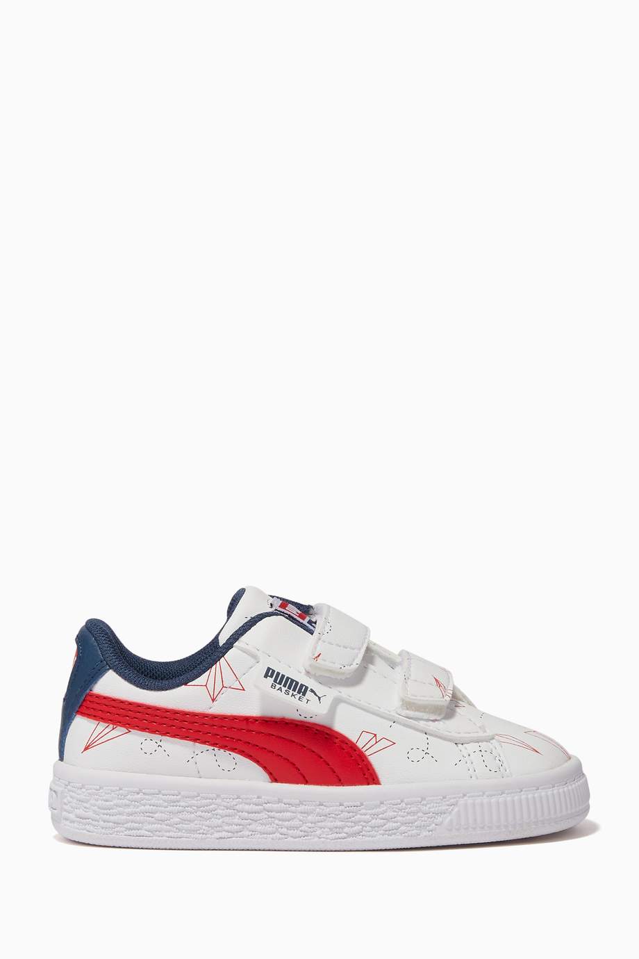 Shop Puma White Paper Plane Velcro-Strap Sneakers for Kids | Ounass UAE