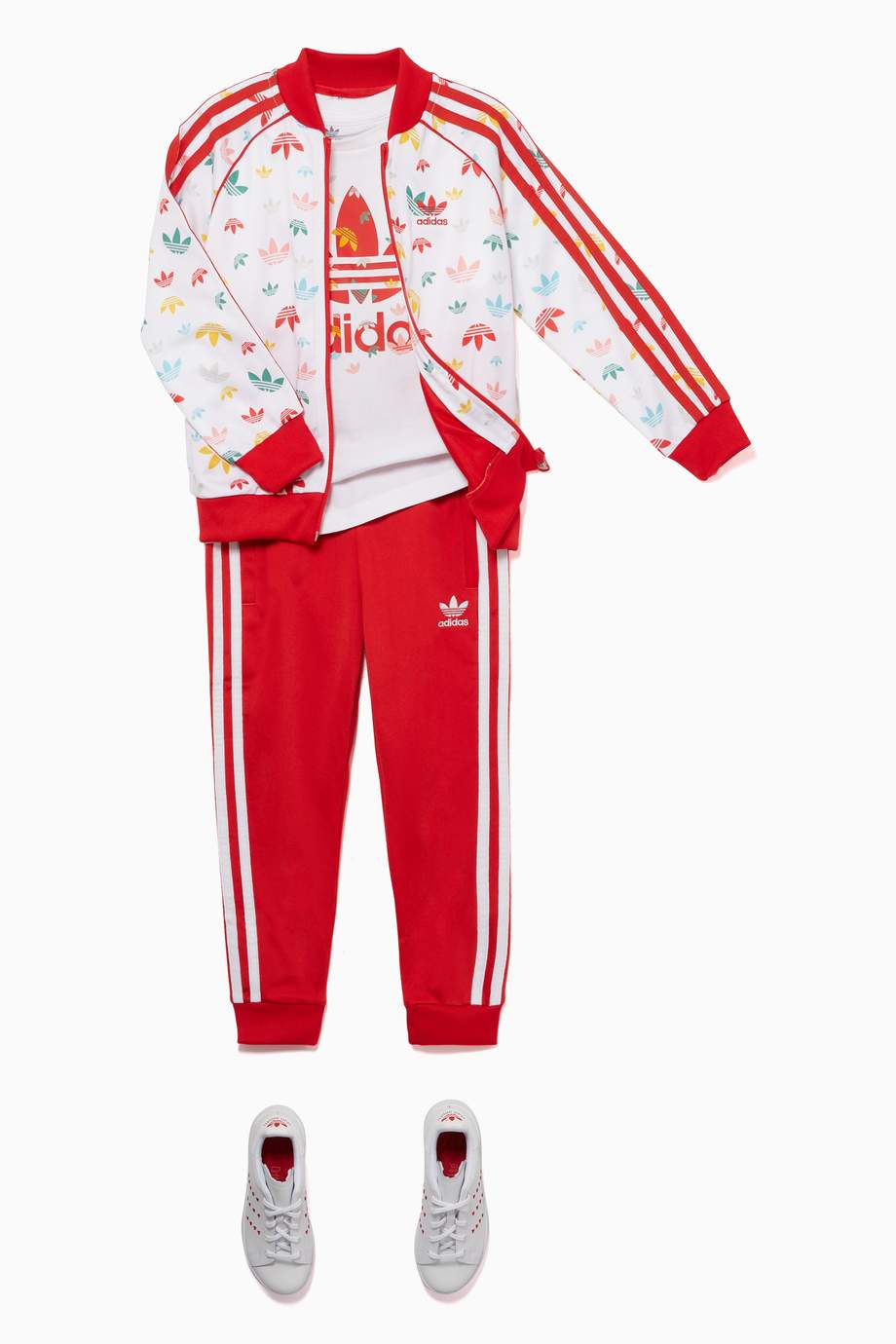 Shop adidas Originals Red Superstar Trefoil Logo Tracksuit for Kids ...