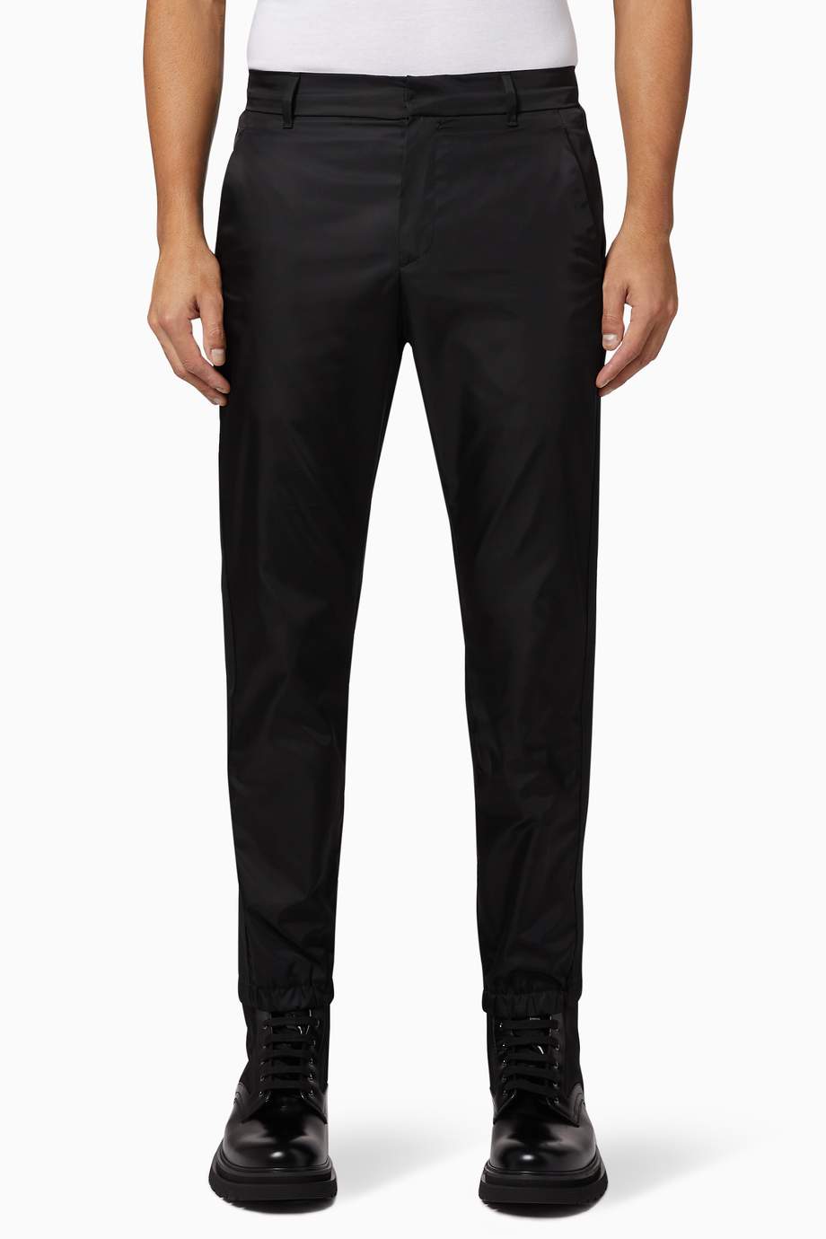 Shop Prada Black Triangle Logo Nylon Pants for Men | Ounass UAE