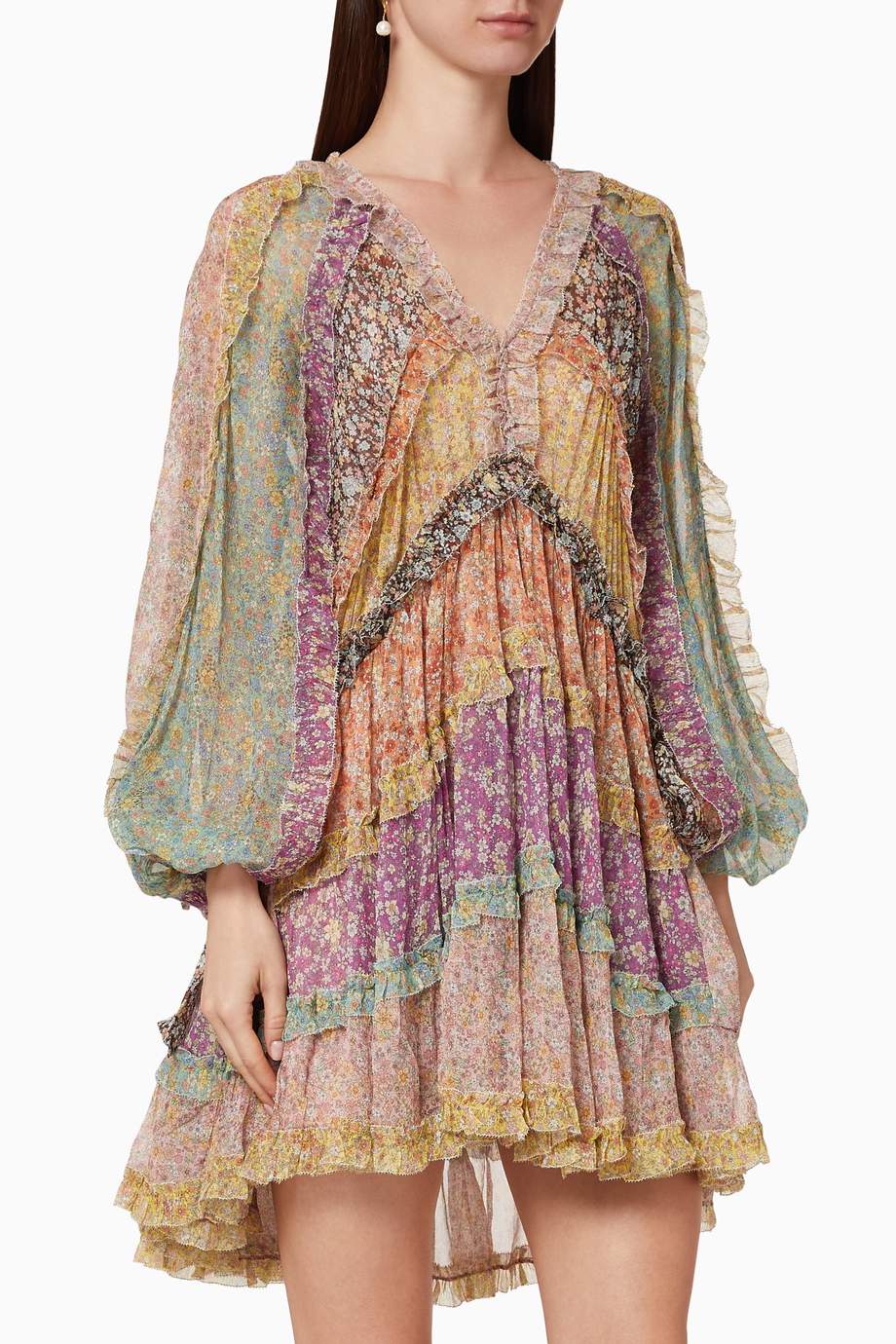 Shop Zimmermann Multicolour Carnaby Frill Billow Dress for Women ...
