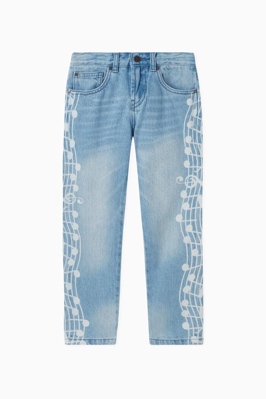 Shop Stella McCartney Blue Music Notes Denim Jeans for Kids | Ounass UAE