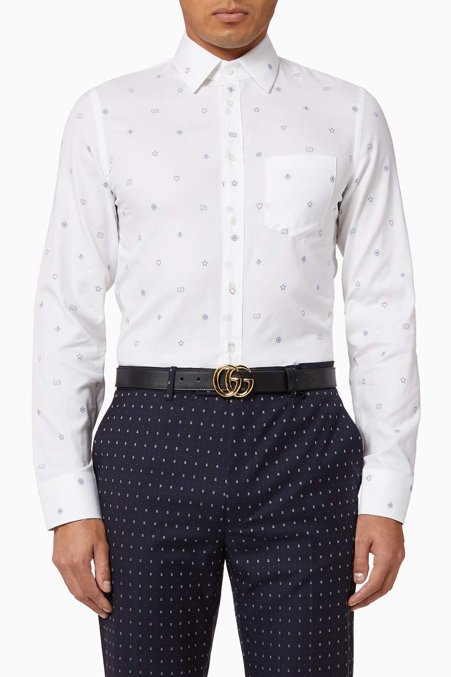Shop Gucci White Symbols Fil Coupé Oxford Shirt For Men Ounass Saudi