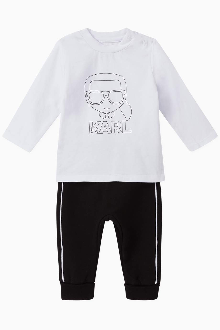 Shop Karl Lagerfeld Black Logo Cotton Tracksuit Set for Kids | Ounass UAE