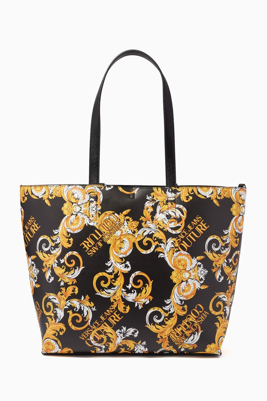 Shop Versace Jeans Yellow Reversible Logo Baroque Tote Bag for Women ...