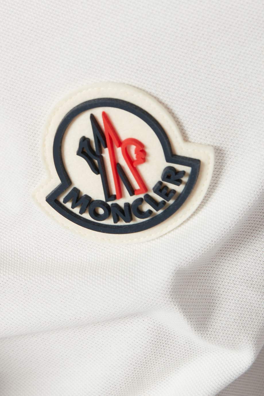 Shop Moncler White Rubber Logo Patch Polo T-Shirt for Men | Ounass UAE