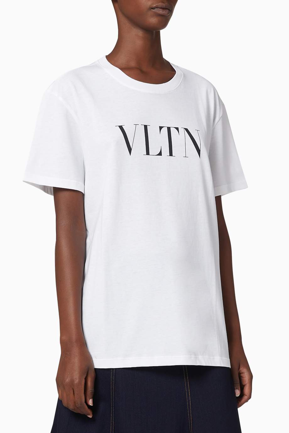 Shop Valentino White VLTN Print Cotton T-Shirt for Women | Ounass UAE