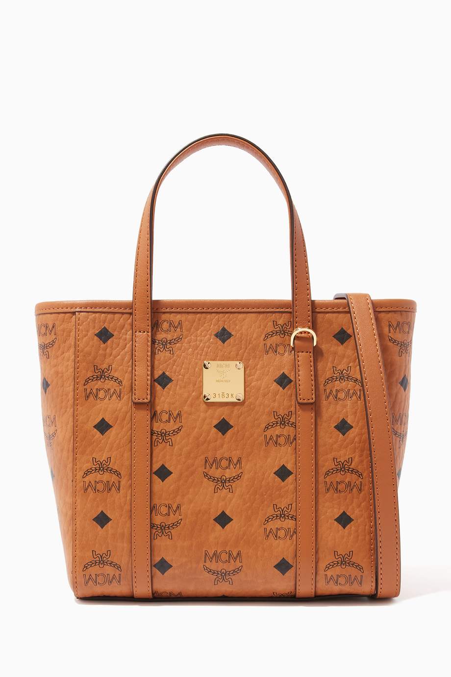 Shop MCM Brown Mini Toni Shopper in Visetos for Women | Ounass UAE