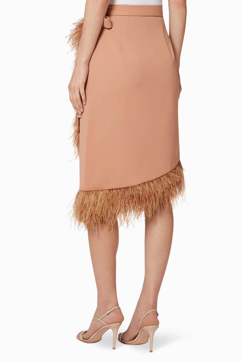 Shop No Pise La Grama Neutral Amatista Wrap Fringe Skirt for Women ...