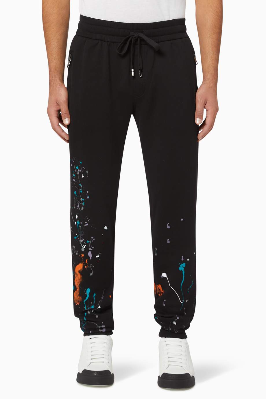 Shop Dolce & Gabbana Multicolour Colour Drip Cotton Jersey Sweatpants ...