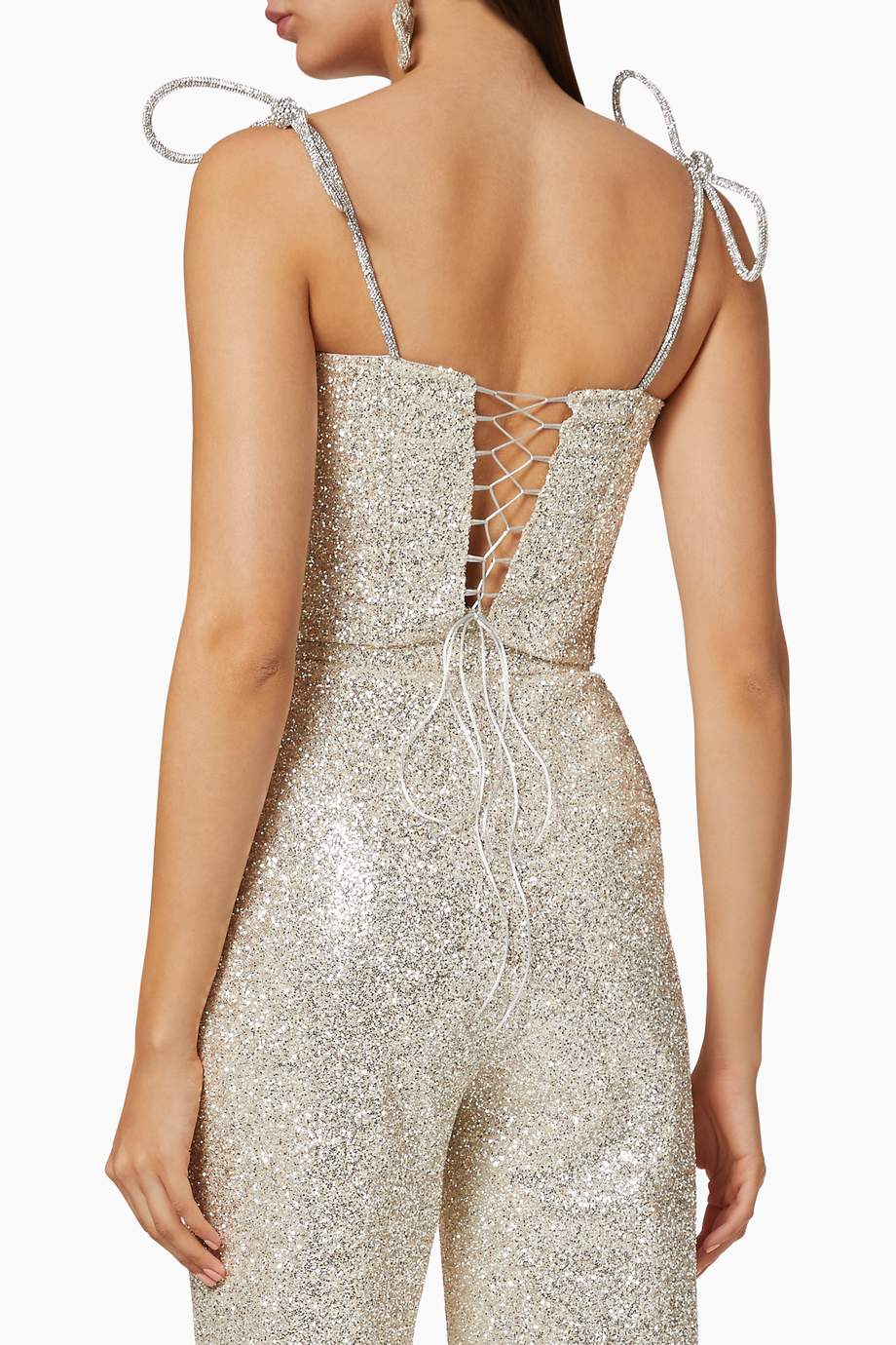 Shop Mach&Mach White Glitter Corset Top for Women | Ounass UAE