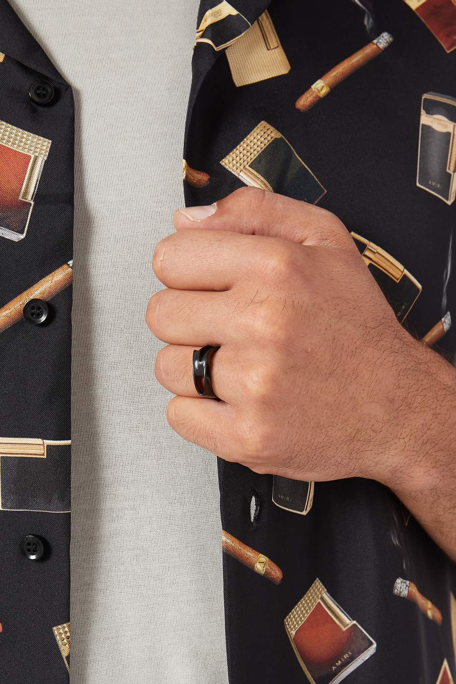 Shop Tateossian Black x Zaha Hadid Design Twisted Ring in Stainless ...