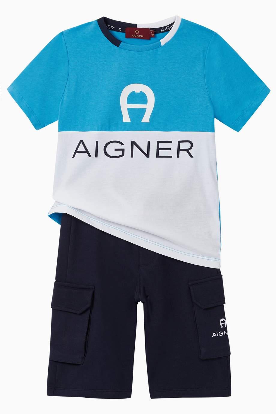 Shop Aigner Multicolour Logo Colour-Block Cotton T-Shirt for Kids ...