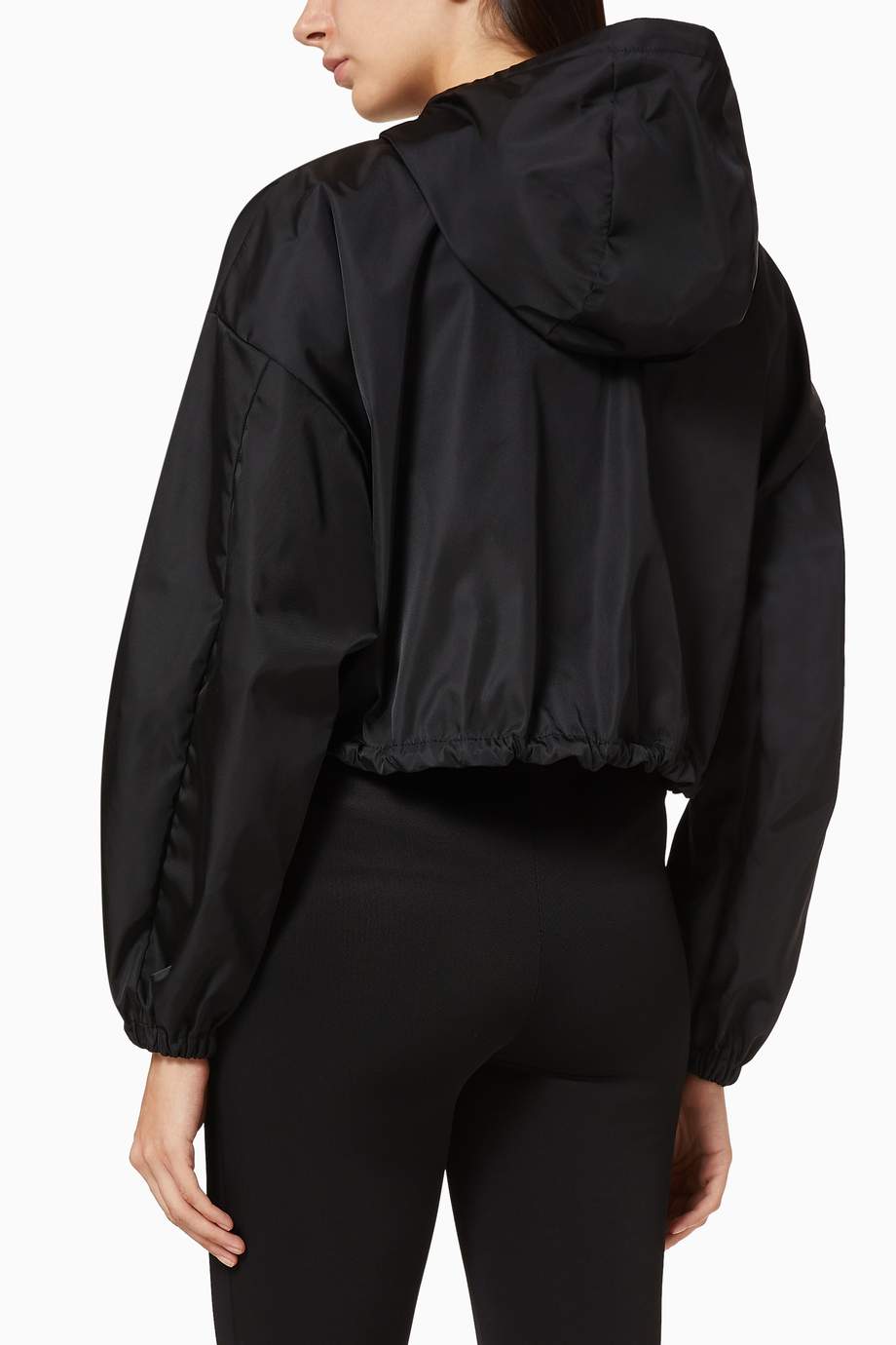 Shop Prada Black Triangle Logo Recycled Nylon Cropped Jacket for Women ...