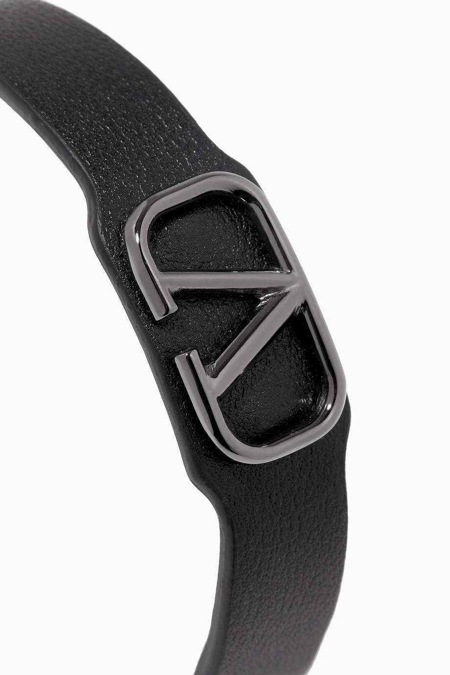 Shop Valentino Black Valentino Garavani VLOGO Bracelet in Leather for ...