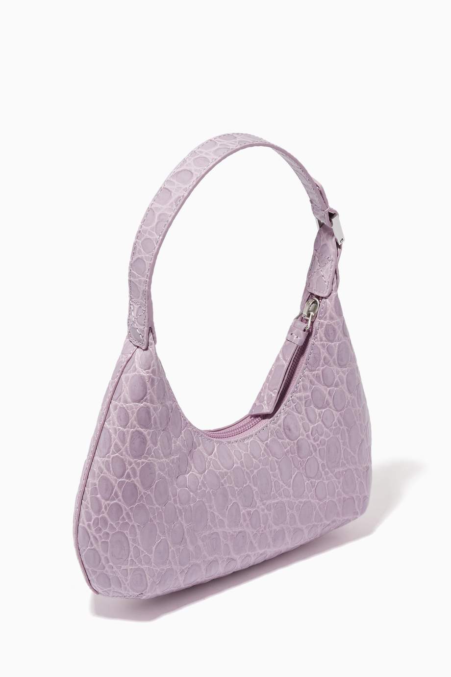 Shop By FAR Purple Baby Amber Bag in Circular Croco Embossed Leather ...