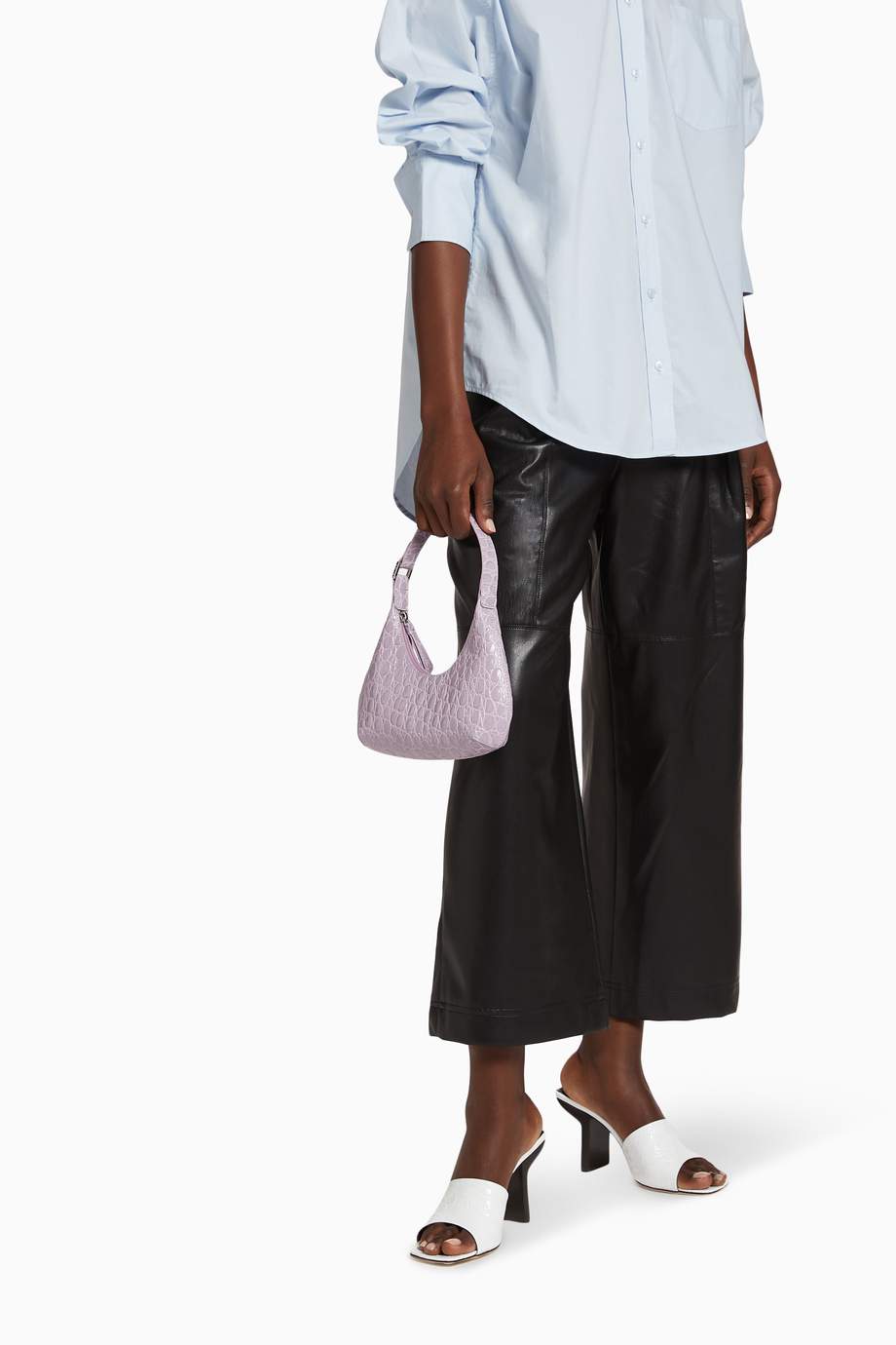 Shop By FAR Purple Baby Amber Bag in Circular Croco Embossed Leather ...