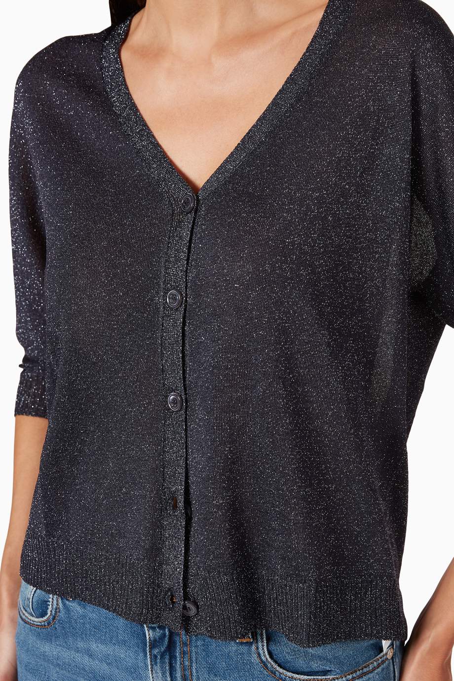 Shop Weekend Max Mara Grey Tasca Shimmer Cardigan for Women | Ounass Saudi