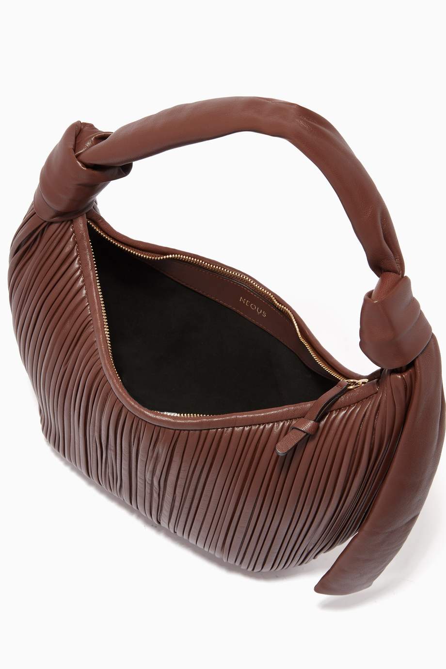 Shop Neous Brown Neptune Hobo Pleated Bag In Leather for Women | Ounass UAE