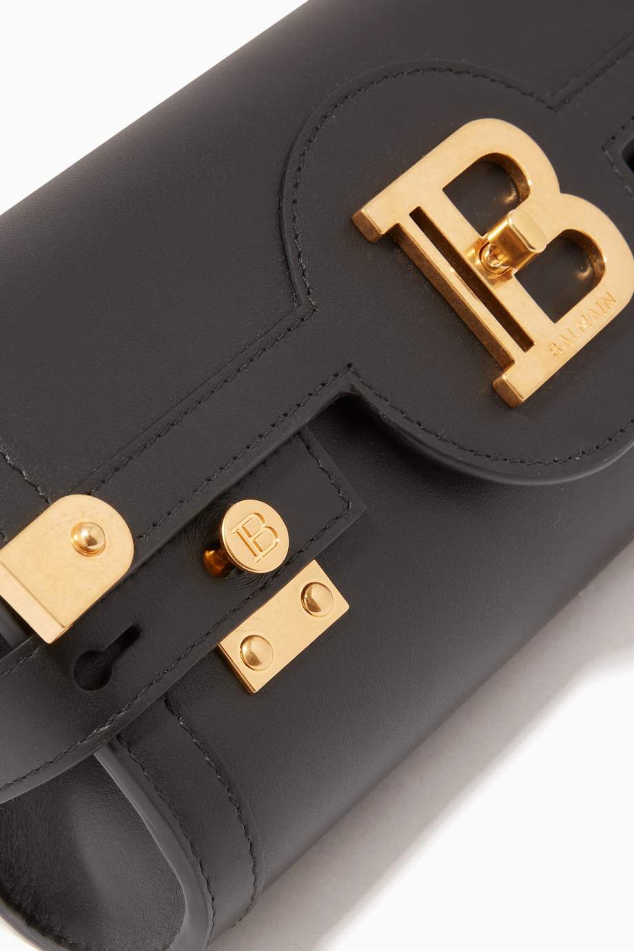 Shop Balmain Black B-Buzz 23 Clutch Bag in Leather for Women | Ounass UAE