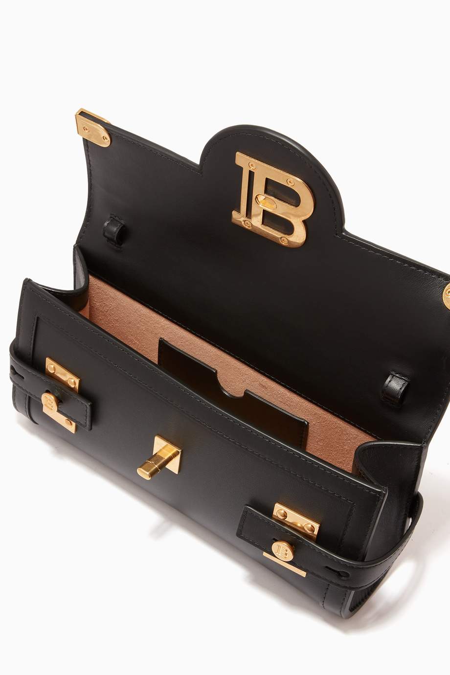 Shop Balmain Black B-Buzz 23 Clutch Bag in Leather for Women | Ounass UAE