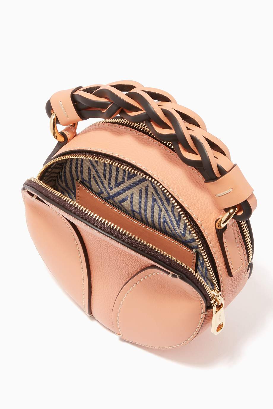 Shop Chloé Pink Mini Daria Round Bag in Grained & Shiny Calfskin for ...