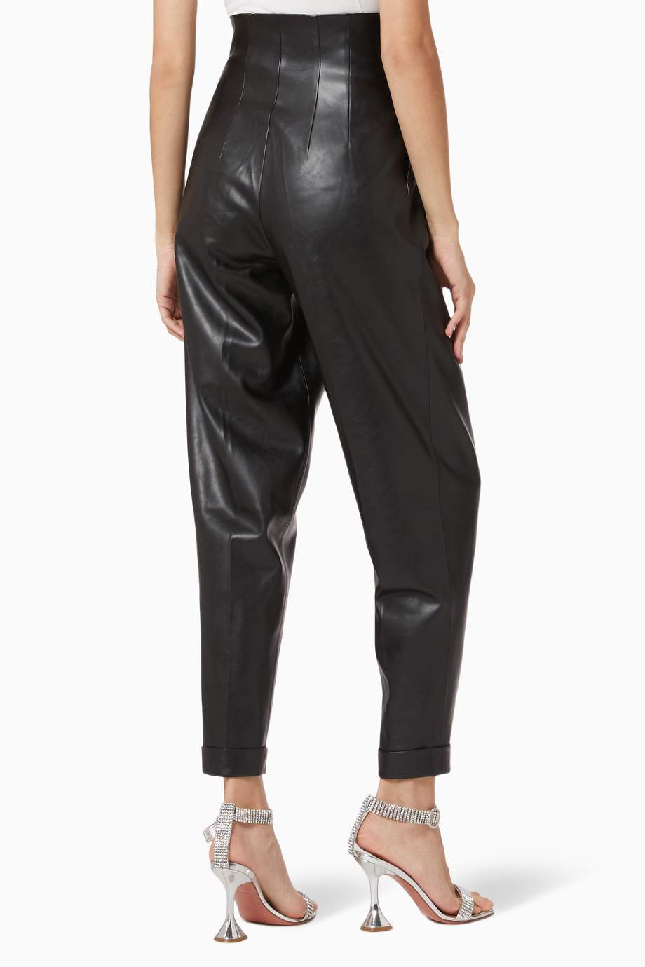 Shop ANOUKI Black High Waist Pants in Vegan Leather for Women | Ounass ...